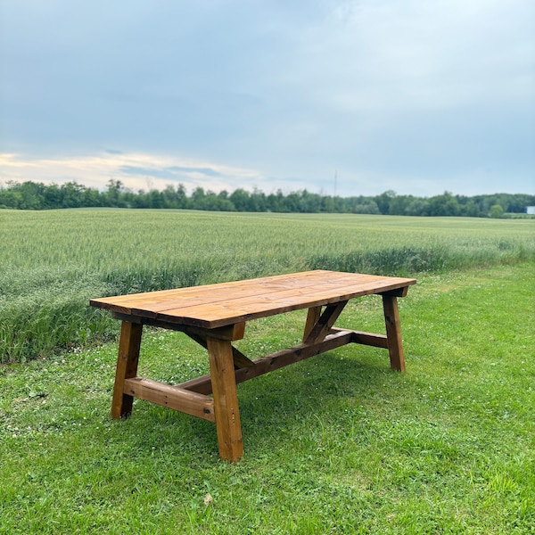 Farm Picnic Table Plans 96x39 In: DIY Outdoor Table Set (PDF) - Etsy