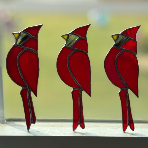 Digital Downloads Pattern PDACE76 Stained Glass Red Cardinal Plant ...