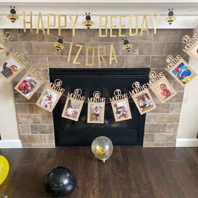 Birthday Banner, First Year Photo Banner, 1st Birthday Photo Banner ...