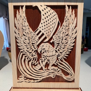 111-eagle-flag - Scroll Saw Pattern (pdf, Jpg, Dxf, Svg, Eps) - Etsy