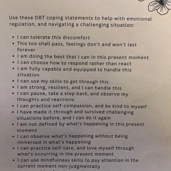 DBT Grounding Exercise Using Your Senses - Etsy