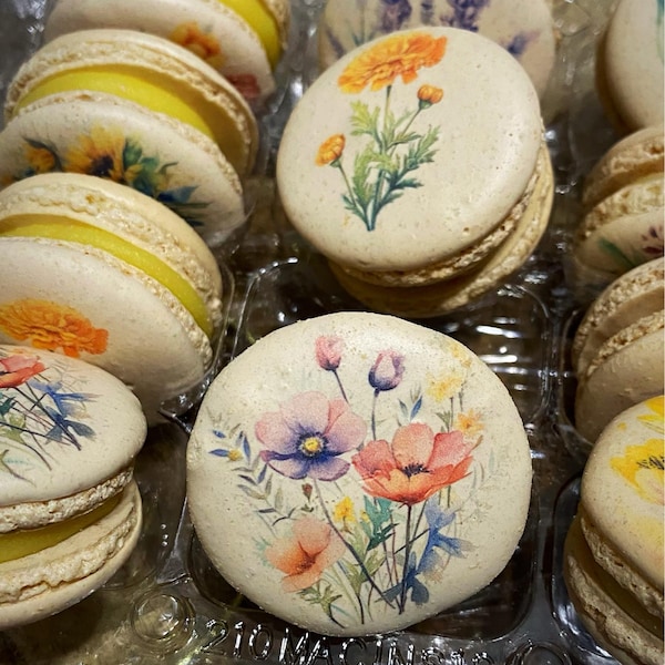 French Macarons Spring Flowers - Choose Your Flavors - Spring, Lavender ...