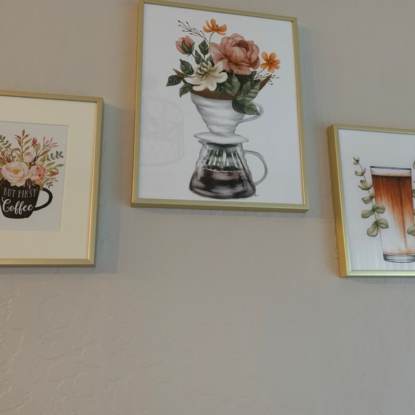 Coffee and Flowers V60 Print, Pour Over Illustration, Coffee Art ...