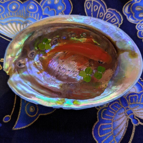 Abalone Shell Painting Koi, Coloured Shell 3D Resin Painting Goldfish ...