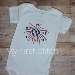 Fourth of July Firework Monogram Embroidery Frame Design - Etsy