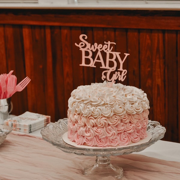 Sweet Baby Girl Glitter Cake Topper, Baby Shower Decor - Etsy