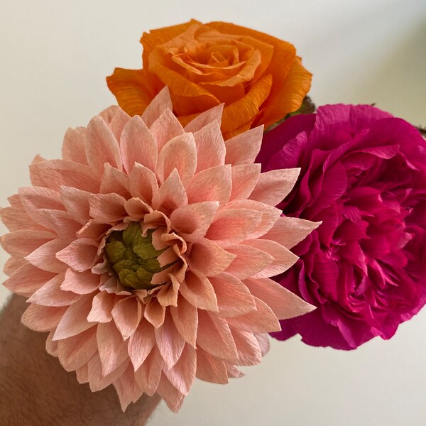 Pink Peonies Handmade Crepe Paper Flowers. Handmade Flowers for Any ...