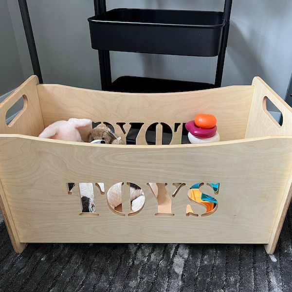 Multi-functional Toy Box - Wooden Toy Organizer, Montessori Furniture ...