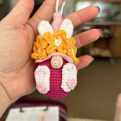 Easter Crochet Pattern Bunny Keychains With Crochet Flowers, Crochet ...