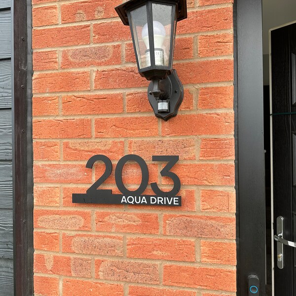 Modern House Numbers | Contemporary Floating House Sign - Etsy UK