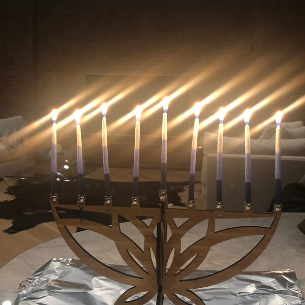 Mini Lotus Flower Menorah, Hanukkah, Chanukah, Wood Menorah, Judaica ...