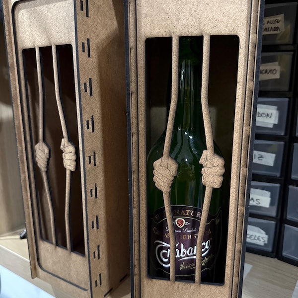 Jail Bars Wine Bottle Gift Box SVG Laser Cut File (digital Download) - Etsy