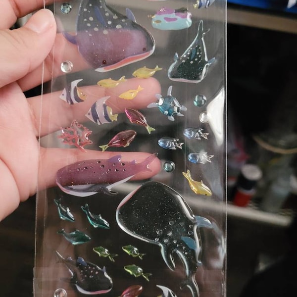 Beautiful Sea World Sticker Sea Shell Jellyfish Dolphin Clownfish Epoxy ...