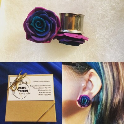 Ombre Rosebud Plugs 4g to 2 Gauges - Etsy