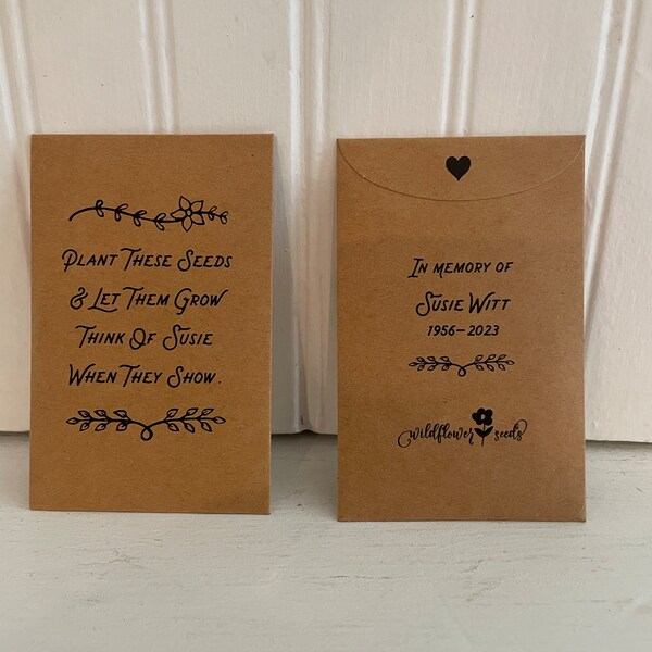 Celebration of Life Personalized Seed Envelopes, Memorial Seed Packet ...