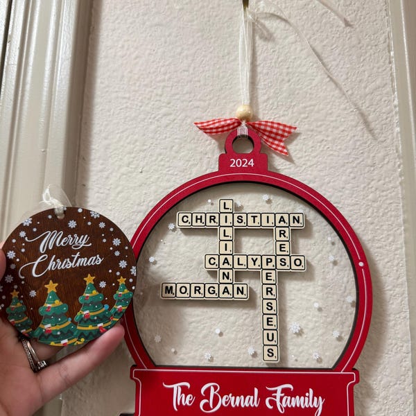 Family Crossword Christmas Ornament, Scrabble Personalized Christmas ...