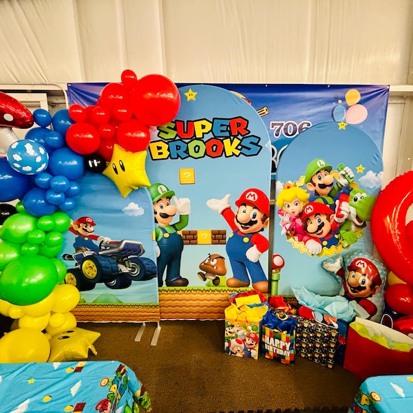 Super Mario Bros Round Backdrop Cover Photography Adventure Games ...