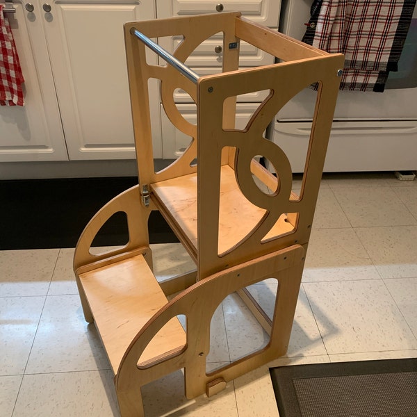 Convertible Toddler Tower & Table WITH BACK and Wooden Kids Slide ...