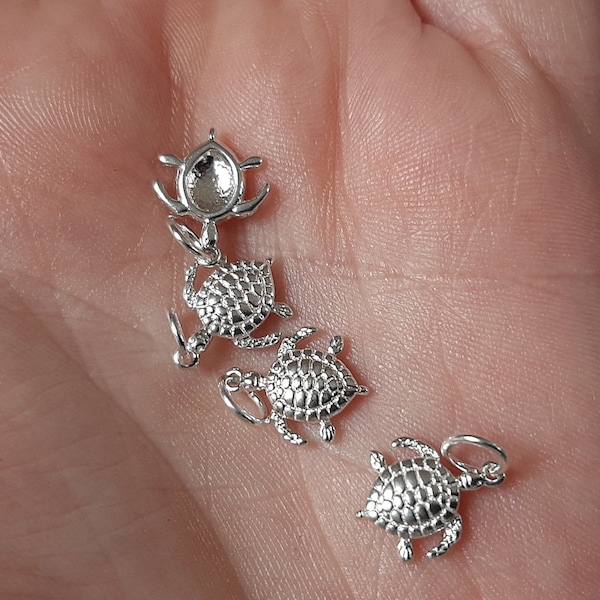 2 Sterling Silver Turtle Charms, 925 Silver Turtle Charms, Sea Charm ...