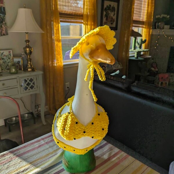 Bikini Yellow Polka Dot Crochet Goose Geese Outfit Lawn Goose Clothes ...