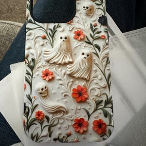Cute Ghost Floral Pumpkin iPhone 15 14 13 Pro Max Case, Spooky ...