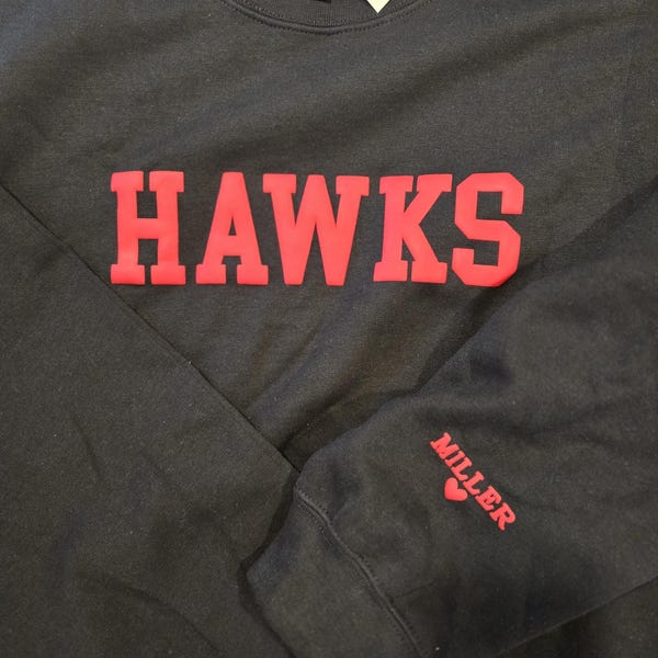 Custom Team Name Sweatshirt With Sleeve Print, School Mascot Sweatshirt ...