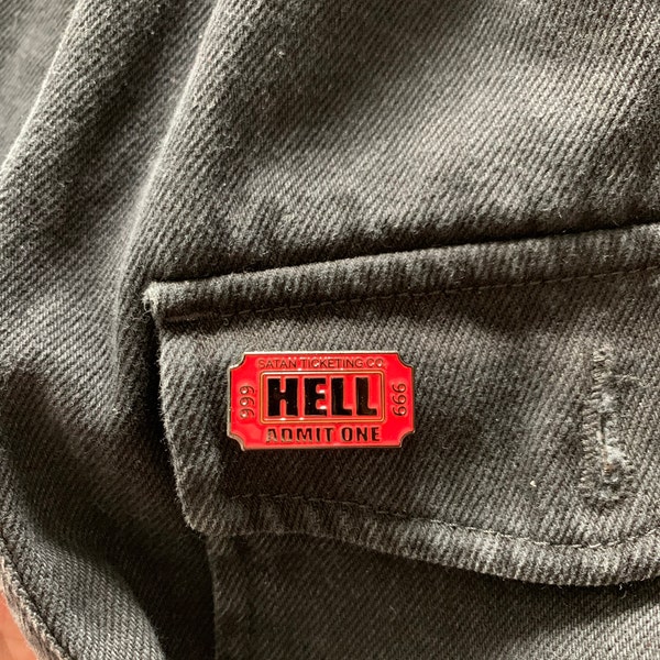 Funny Enamel Lapel Pin, Ticket to Hell Admit One, Ticket Stub Pin ...