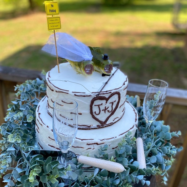 Bass, Fish, Wedding Cake Topper, Fishing Wedding Cake Topper, Fisherman ...