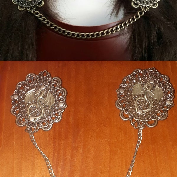 Brooch Chains Dragon - Cloak Pin - Dragon Pin - Dragon Brooch - Jewerly ...