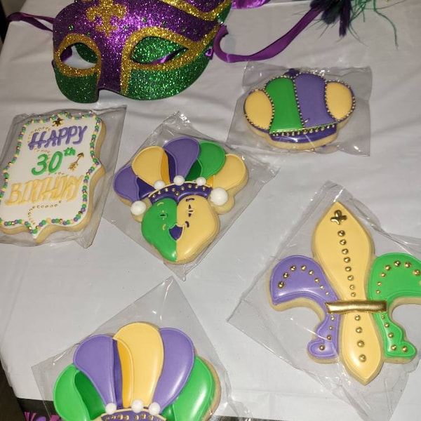 Mardi Gras Cookies, Shrove Tuesday Cookies, Fat Tuesday Cookies, Mask ...