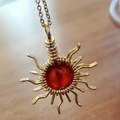 Sun Necklace/ Wire Wrapped Sun/ Handmade Wire Wrapped Sun - Etsy