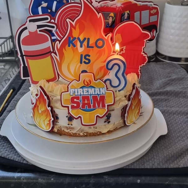 Fireman Sam Cake Topper, Fireman Cake Topper, Fire Engine Cake Topper ...
