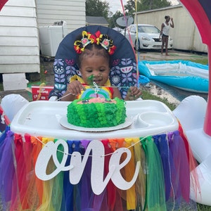 Rainbow High Chair Banner. First Birthday Banner. Smash Cake Photo Prop ...