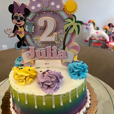 Minnie Shaker Topper, Minnie Summer Cake Topper, Minnie Pool Party Cake ...