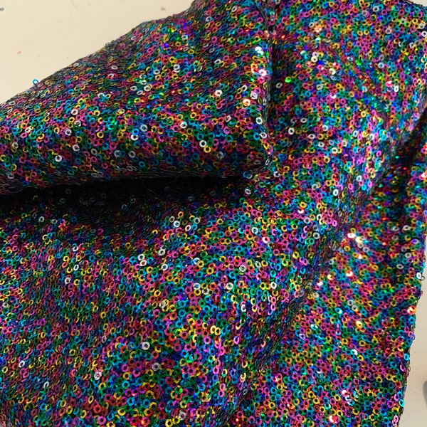 3mm Micro Mini Colorful Overlapping Sequins on Nylon Mesh Fabric - 50 ...