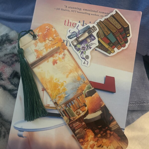 Autumn Bookmarks, Fall Book Marks, Coffee Bookmark, Bookshelf Bookmark ...
