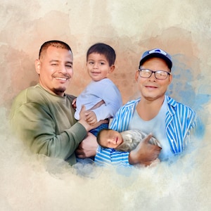 Personalized Watercolor Memorial Family Portrait, Add People to Photo ...