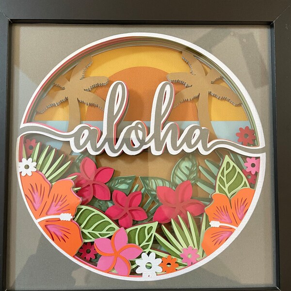 3D ALOHA SVG -hawaiian Shadow Box Svg -beach Svg - Layered Cardstock ...