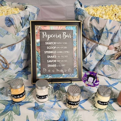 Popcorn Bar Sign, Popcorn Toppings, Directions, Graduation, Wedding ...