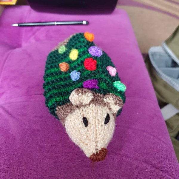PDF Knitting Pattern DK Christmas Hedgehog Decoration Gift Bag Toy Gift ...