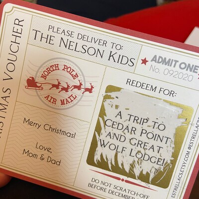 Surprise Christmas Scratch to Reveal Voucher, Custom Christmas Coupon ...