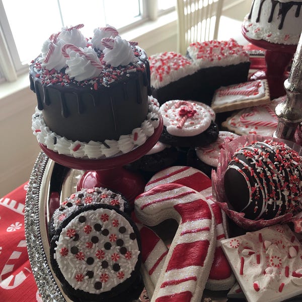 Fake Chocolate Drip Cake With Candy Canes: Christmas Tiered Tray Decor ...