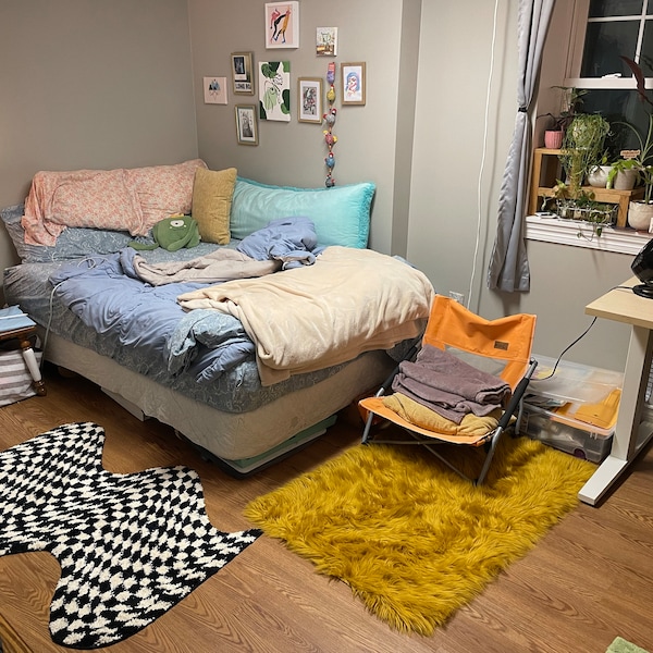 Irregular Rug, Checkered Rug, Cool Runner Rug, Aesthetic Tufted Rug ...