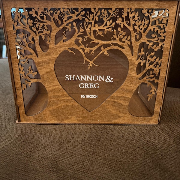 Wedding Card Box, Family Tree Card Box With Slot for Wedding, Rustic ...