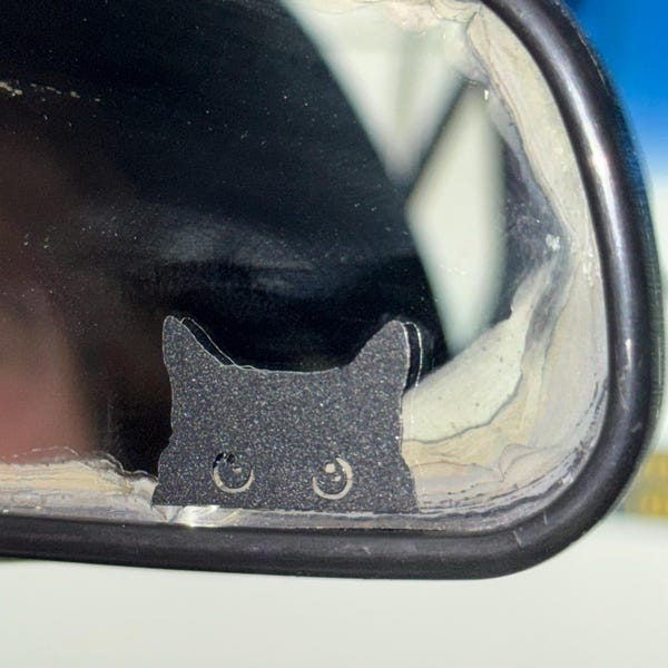 Cat Peeker Decal, Car Decal, Black Cat Peeker Sticker, Blank Button ...
