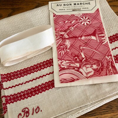 Antique Au Bon Marche Fabric Sample Card Authentic French Fabric ...