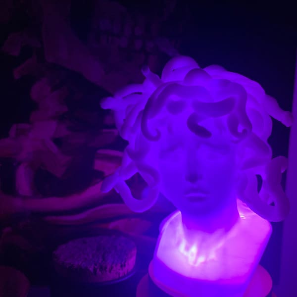 Medusa Bust Lamp, Mythology, RGB Light, Color Changing, Gaming Decor ...