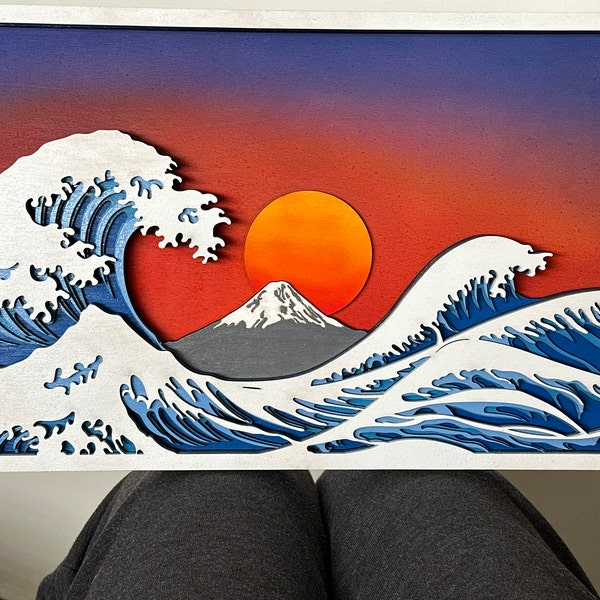 Great Wave Layered SVG, Cut File for Cricut, Glowforge, Laser. - Etsy