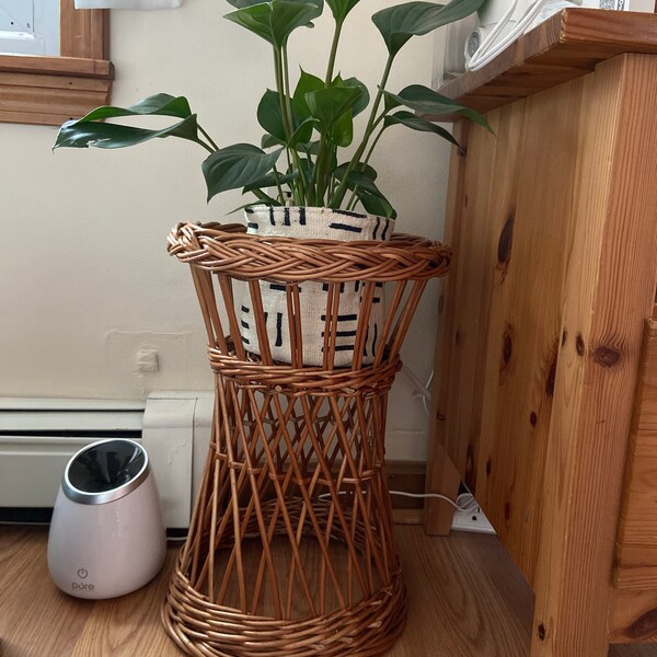 Wicker Flower Pot Holder, Wicker Flower Stand, Willow Flower Planter ...