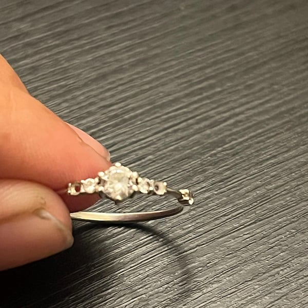 Dainty Diamond Ring, Sterling Silver Engagement Ring, Diamond Promise ...